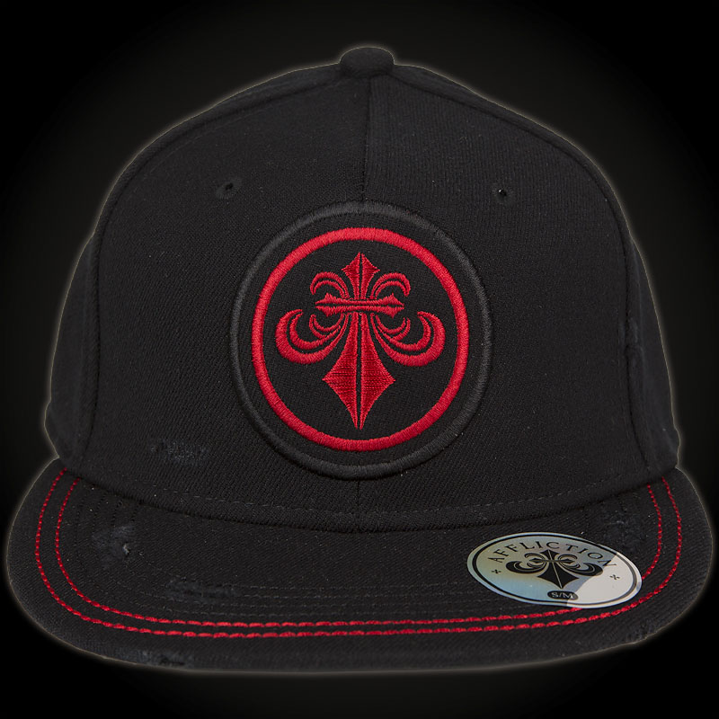 Affliction Crest Hat, schwarze Flexfit Cap mit Stickereien