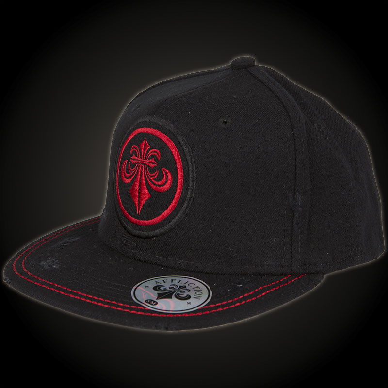Affliction Crest Hat, schwarze Flexfit Cap mit Stickereien