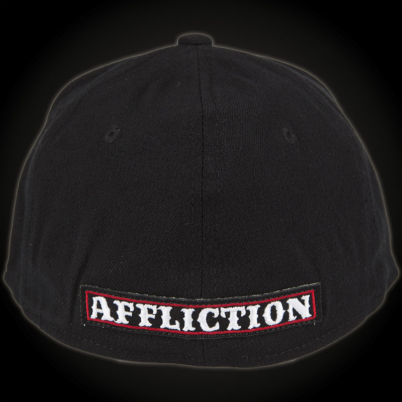 Affliction Crest Hat, schwarze Flexfit Cap mit Stickereien