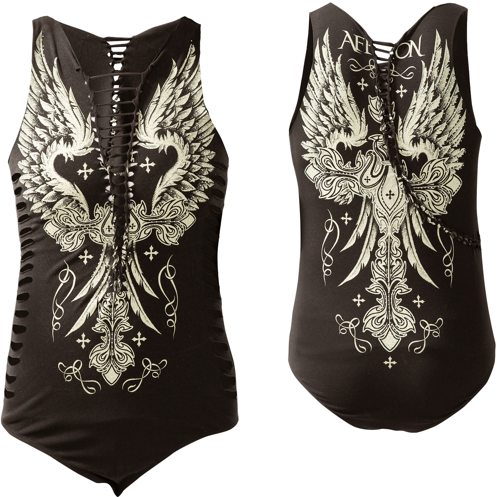 Affliction Body Angelic Print mit Kreuz und Flügeln