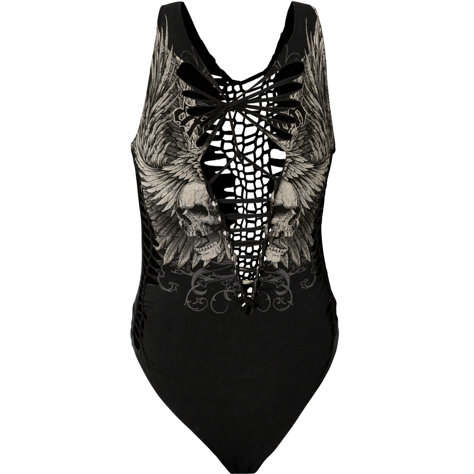Affliction Body Saint Scream Bodysuit Print mit Flügeln