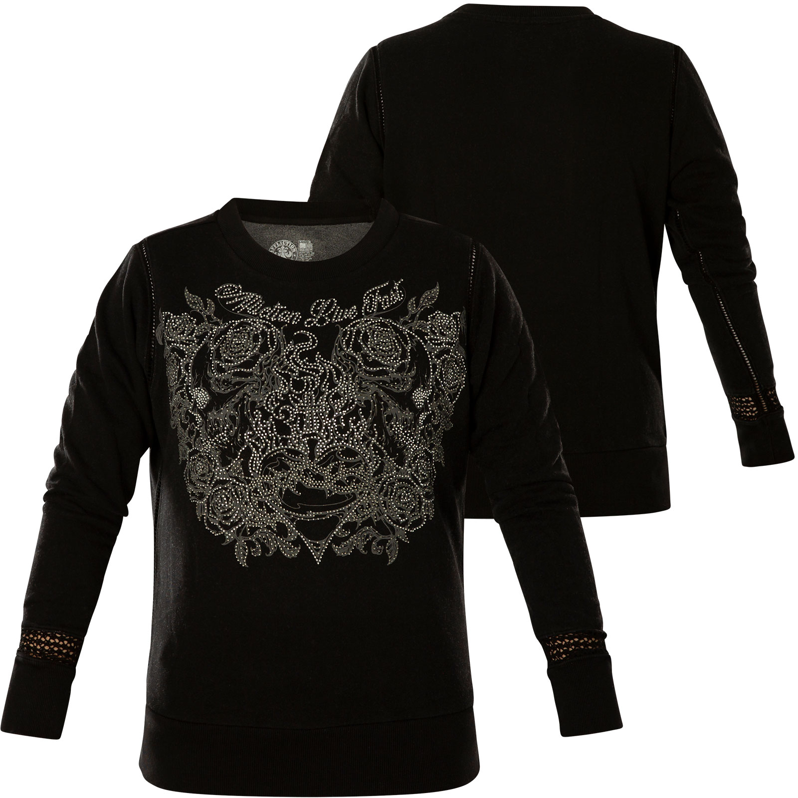 Affliction Sacred Thorn Pullover Print mit vielen Strasssteinen