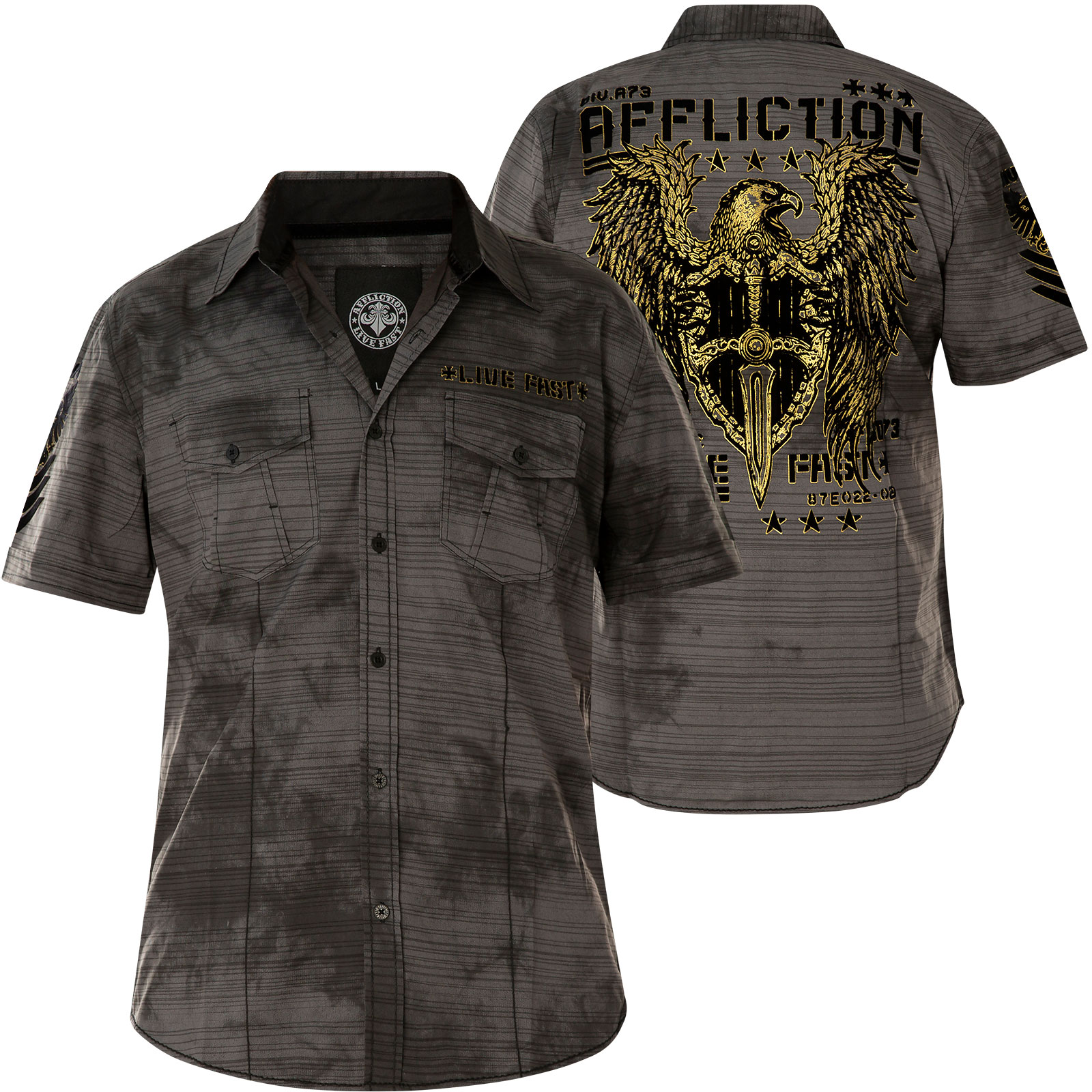 Affliction Hemd Mastery mit Prints und Flockdetails