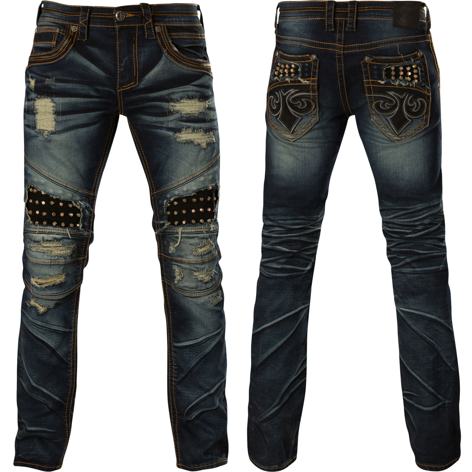 Affliction Jeans Ace Fleur Figaro mit dekorativen Kunstlederdetails ...