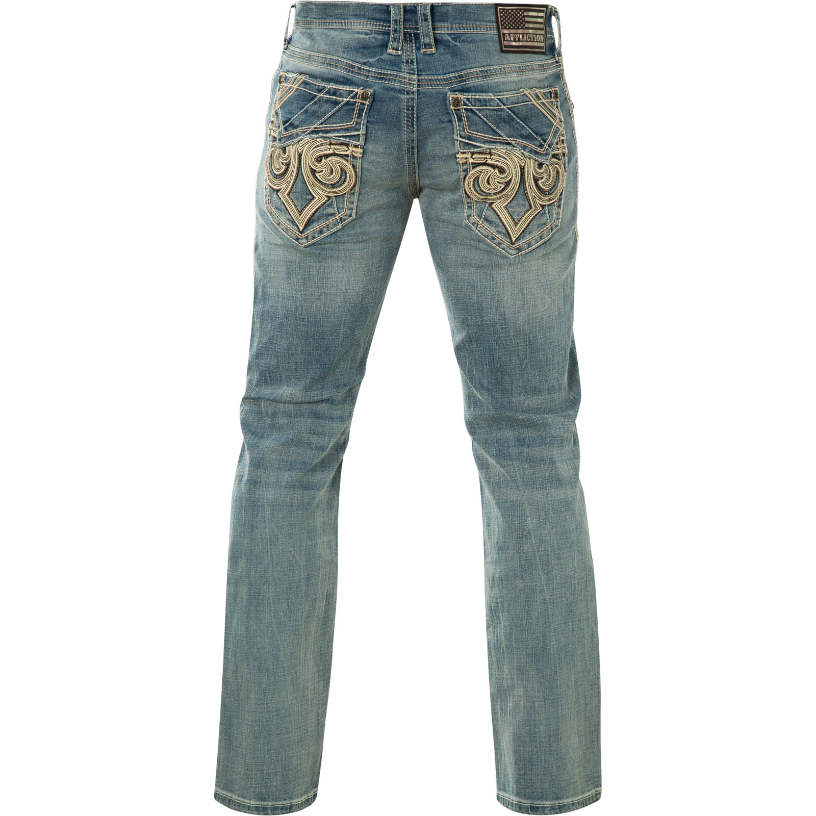 Affliction Jeans Ace Fleur Harr mit dekorativen Kunstlederdetails