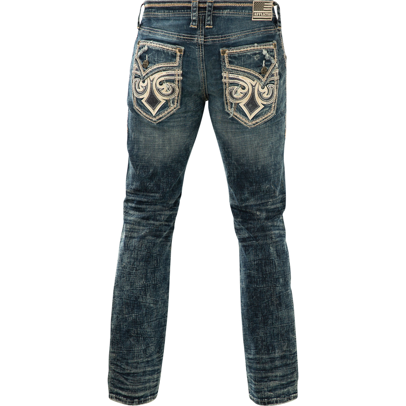 Affliction Jeans Ace Fleur Hawk mit dekorativen Kunstlederdetails