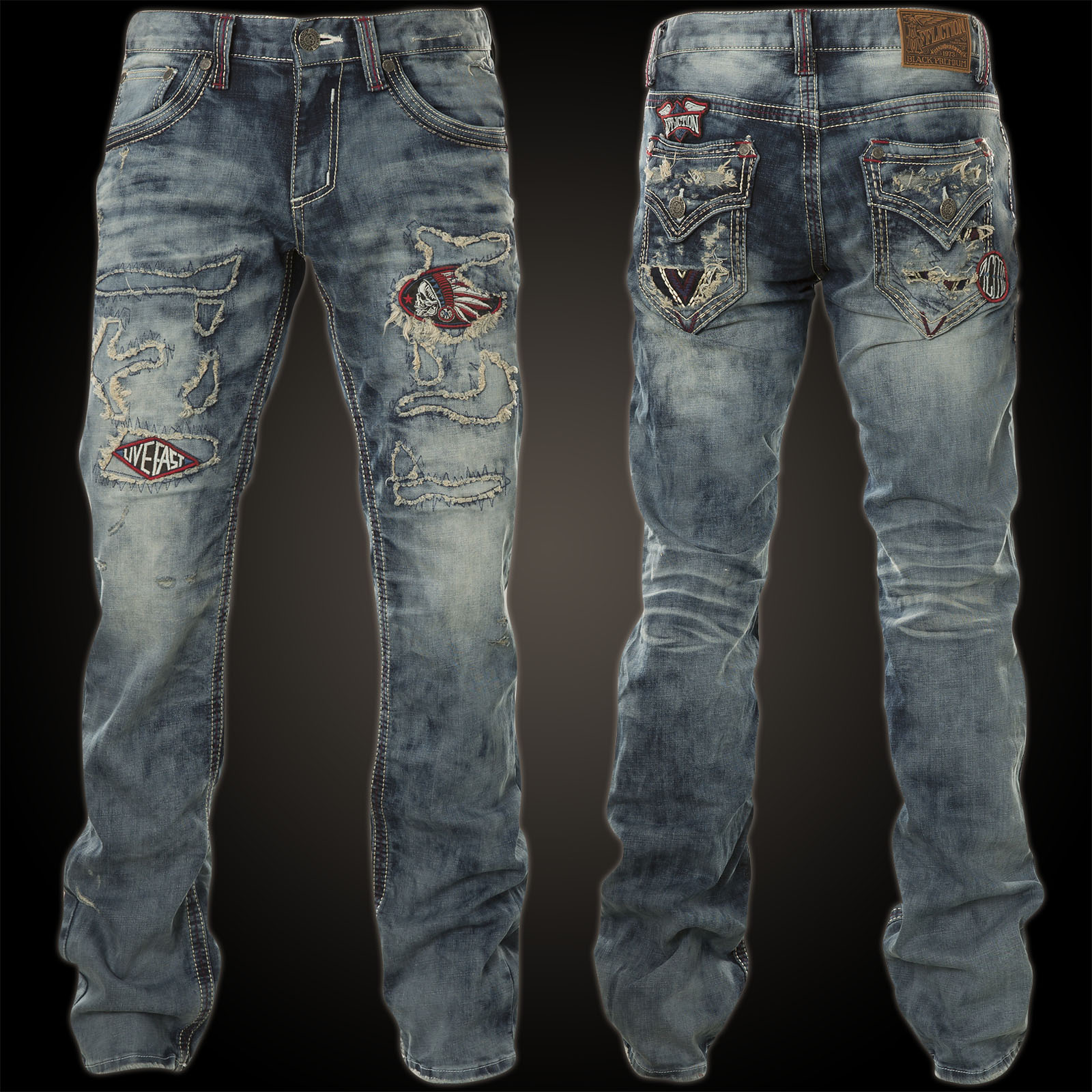 Affliction Jeans Ace Legacy Arcadia mit dekorativen Ziernähten