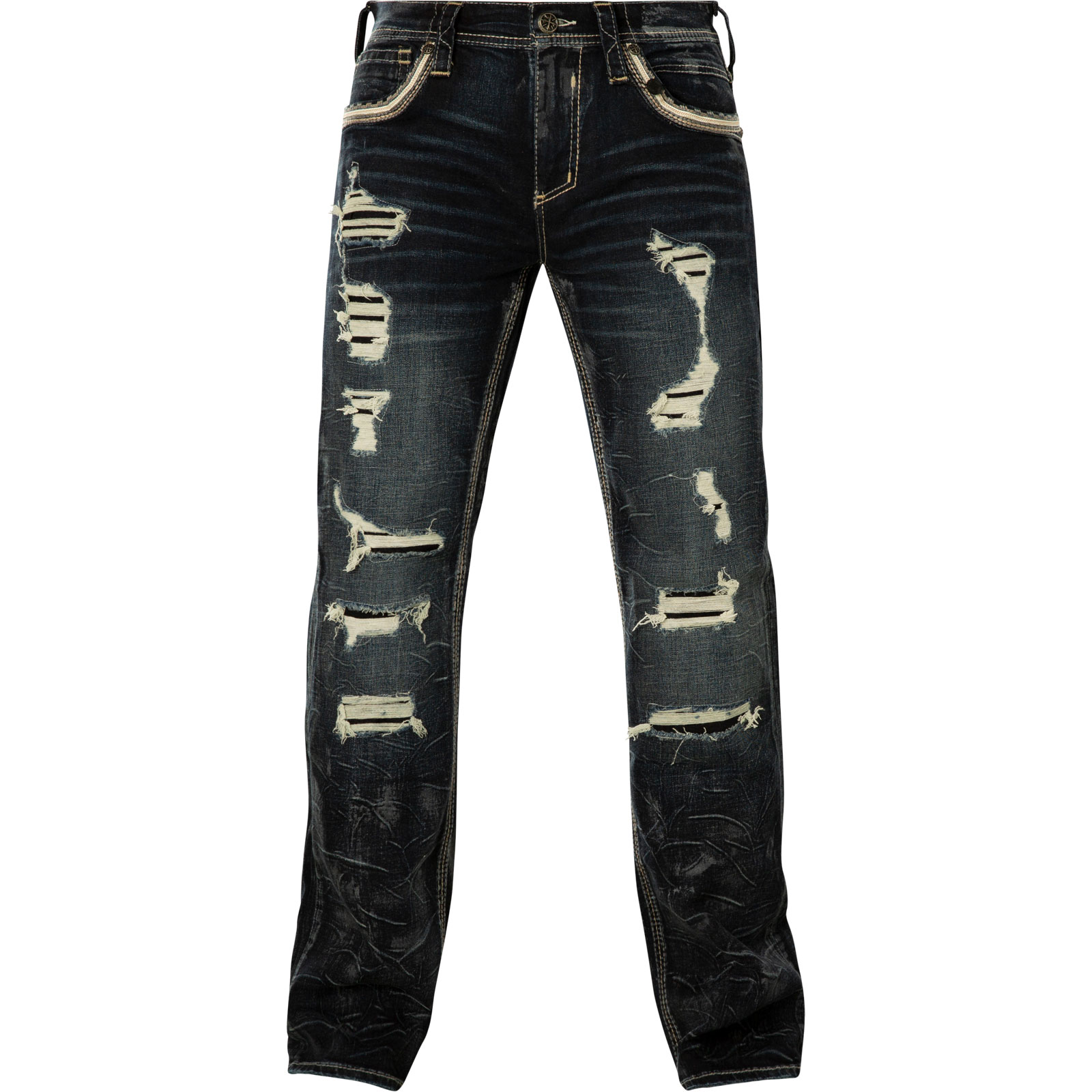 Affliction Jeans Blake Baron mit dekorativen Kunstlederdetails, Löchern ...