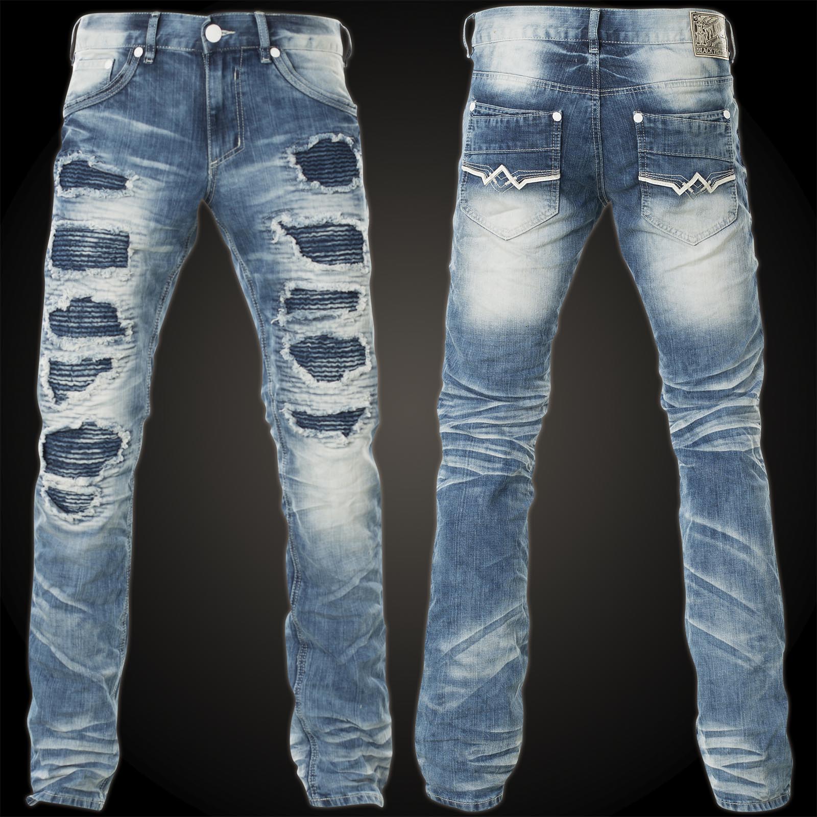 Affliction Jeans Gage Standard Trenton mit dekorativen Stoffeinsätzen