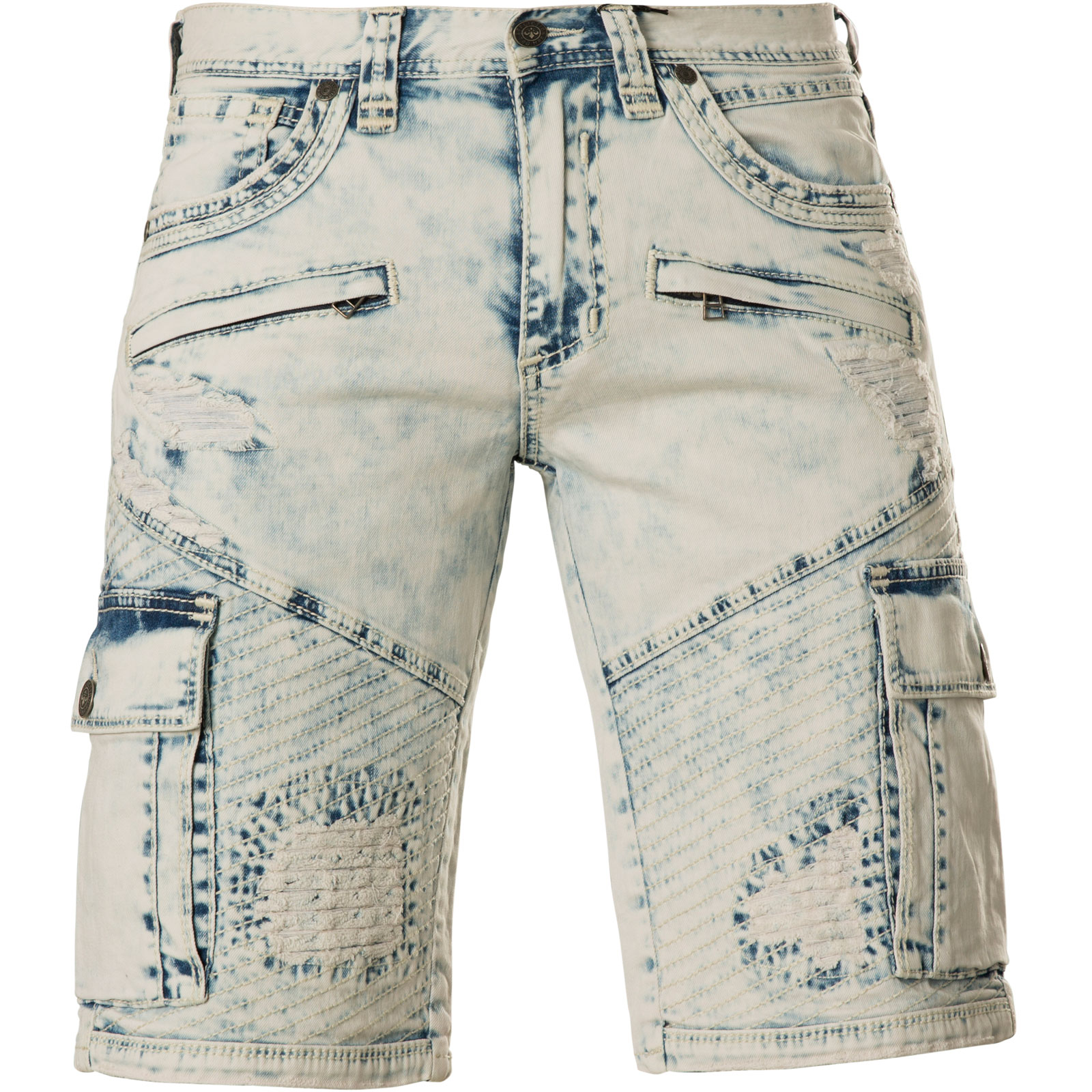 Affliction Hunter Fallen Fulton Jeansshorts mit Stickerei und Stoffeinsatz
