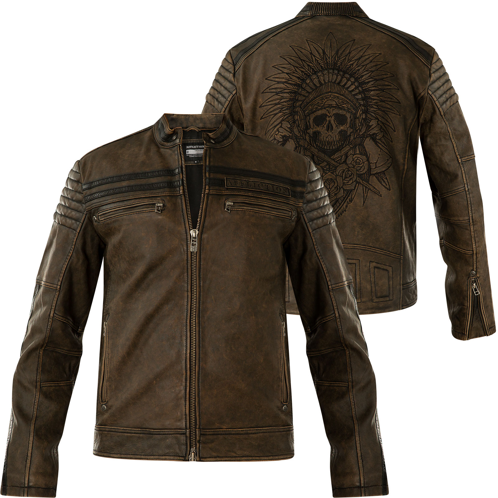 Affliction Affinity Jacke im Biker Stil aus echtem Leder