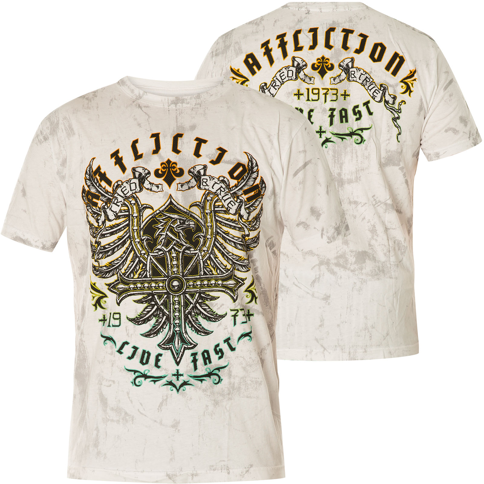 Affliction Dismantled T-Shirt Print mit Kreuz