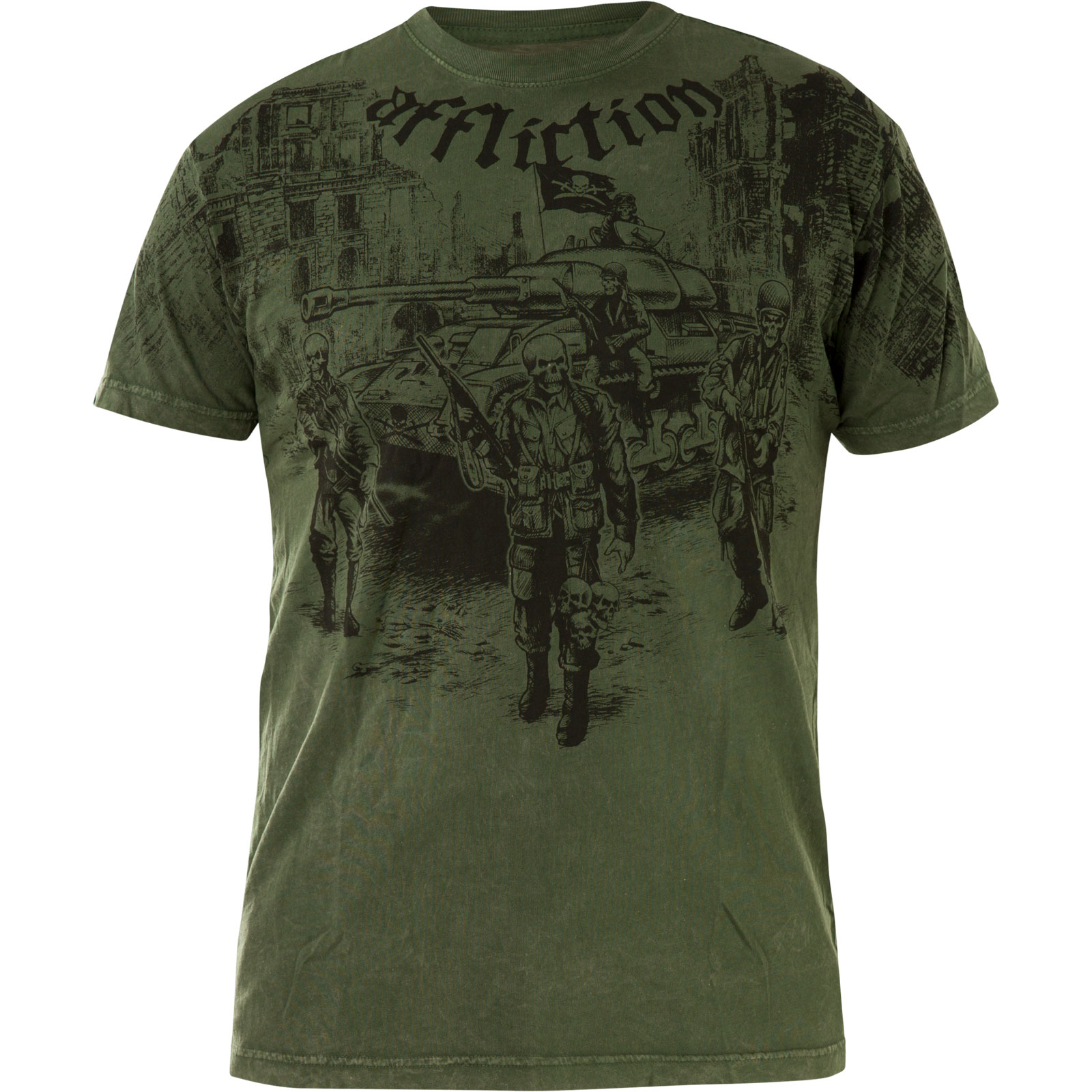Affliction T-Shirt Ghost Army in Grün mit bewaffneten Soldaten