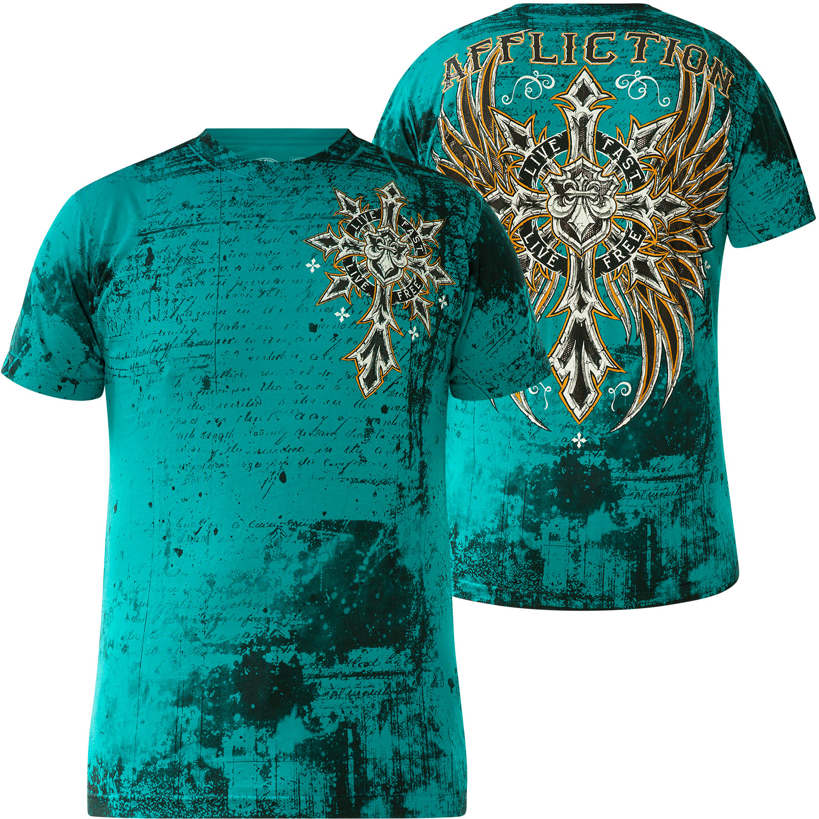 Affliction Retribution T-Shirt Print und Schriftzügen