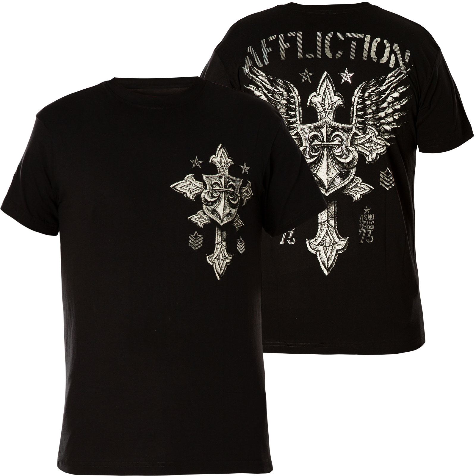 Affliction Return T-Shirt mit großen detailreichen Prints
