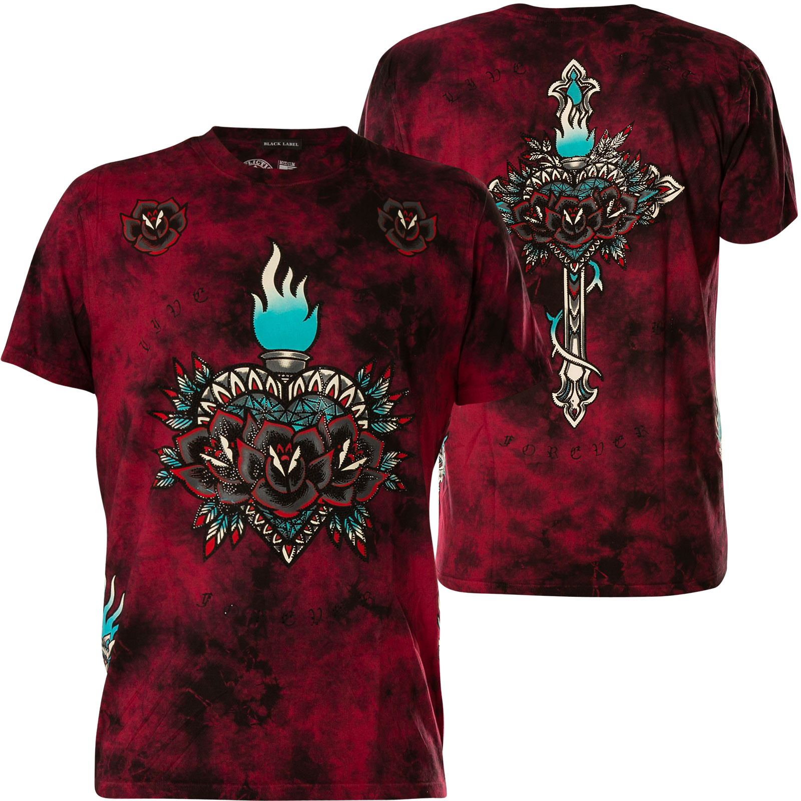 Affliction Sacred Rose T-Shirt Print mit Herz, Rose und Flügel