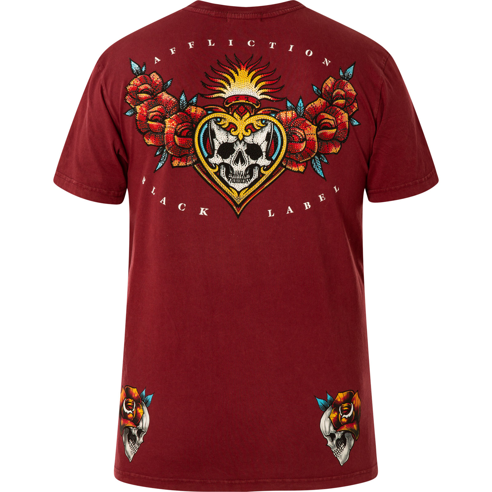 Affliction Sacred Soil T-Shirt Print mit Totenkopf und Herz