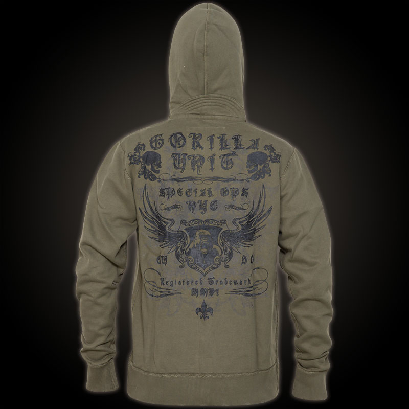 Gorilla Unit Black Wings Zipper Hoody - Oliver Hoody mit Logo Stickerei ...