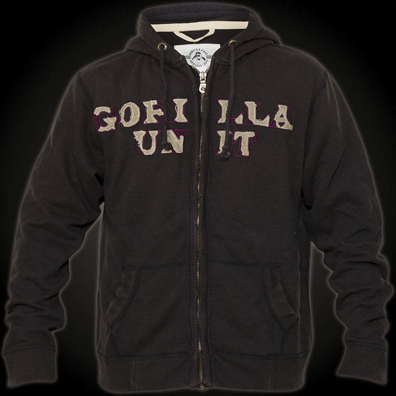 Gorilla Unit Black Wings Zipper Hoody - Schwarzer Hoody mit Logo ...
