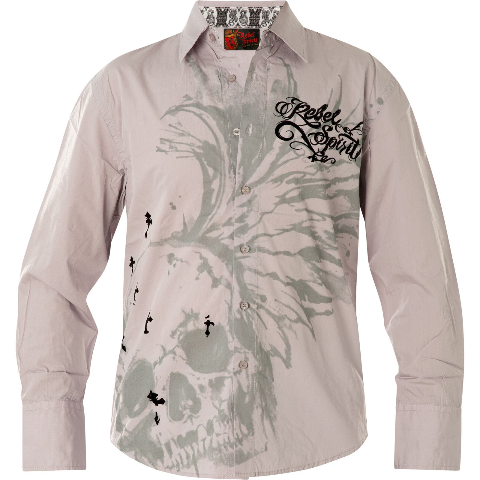 Rebel Spirit Hemd LSW121286 - Kragenhemd mit All Over Print, Flockprint ...
