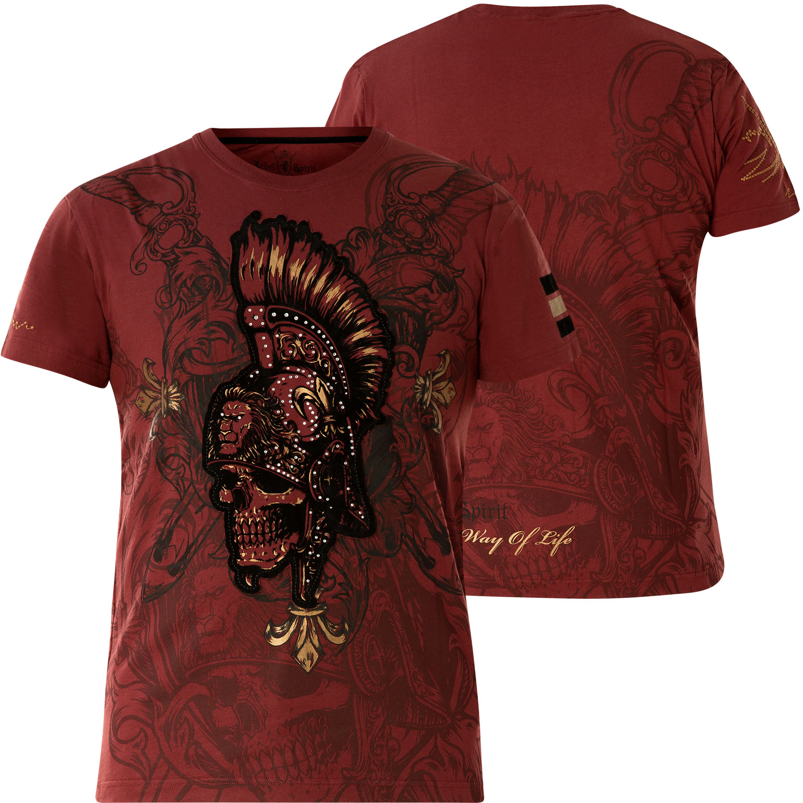 Rebel Spirit T-Shirt SSK120675 - Beige Shirt mit Patch ...