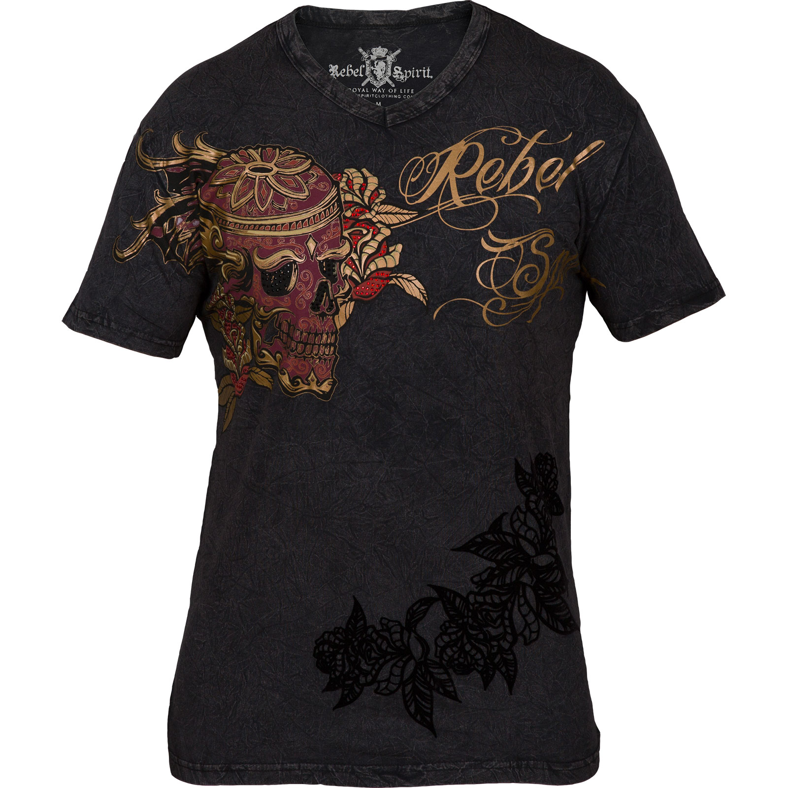 Rebel Spirit T-Shirt SSK121240 in Schwarz mit V-Ausschnitt ...