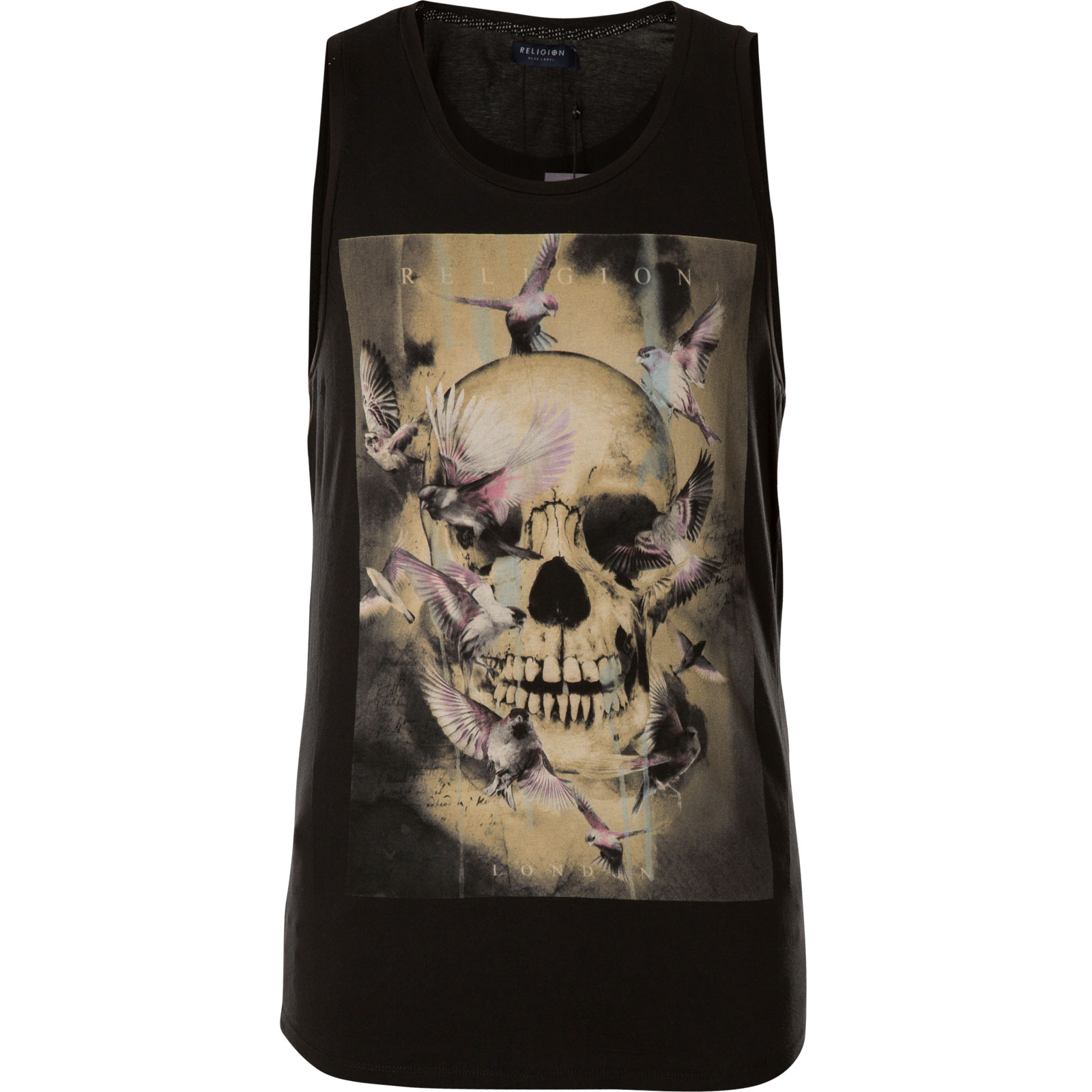 Canary Skull 28BCNL77 Print mit großem Totenkopf und Vögeln
