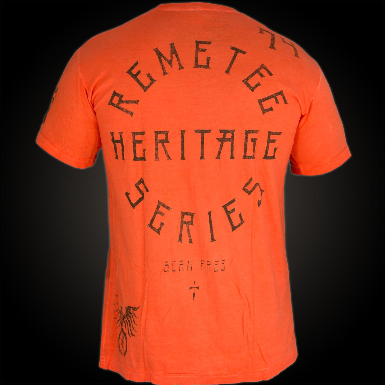 Remetee T-Shirt Airwaves in Orange mit Stickereien und großen Print Designs