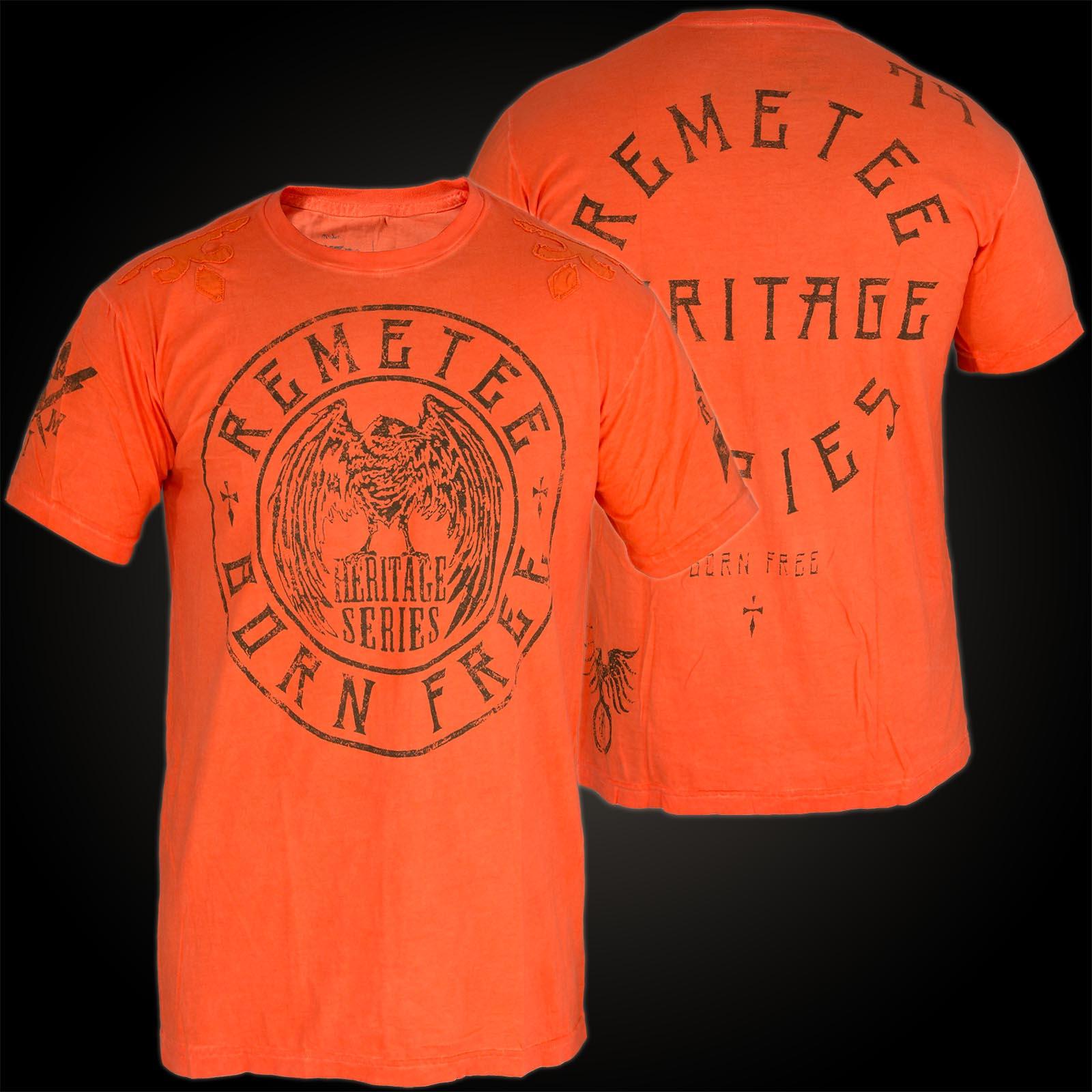 Remetee T-Shirt Airwaves in Orange mit Stickereien und großen Print Designs