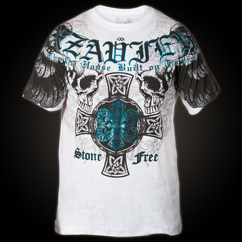 Xzavier Stone Free Skull T-Shirt - Weißes T-Shirt mit großen Print ...