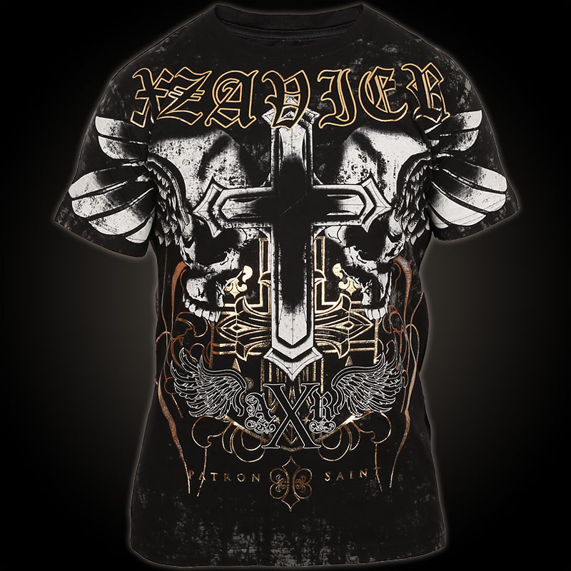 Xzavier Trusted T-Shirt - Schwarzes T-Shirt mit großen Print Designs ...