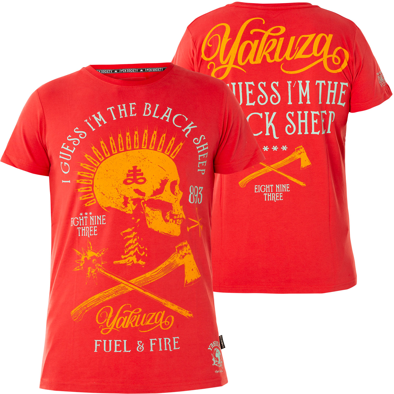 Yakuza Black Sheep T-Shirt TSB-15029 mit Print und Schriftzügen