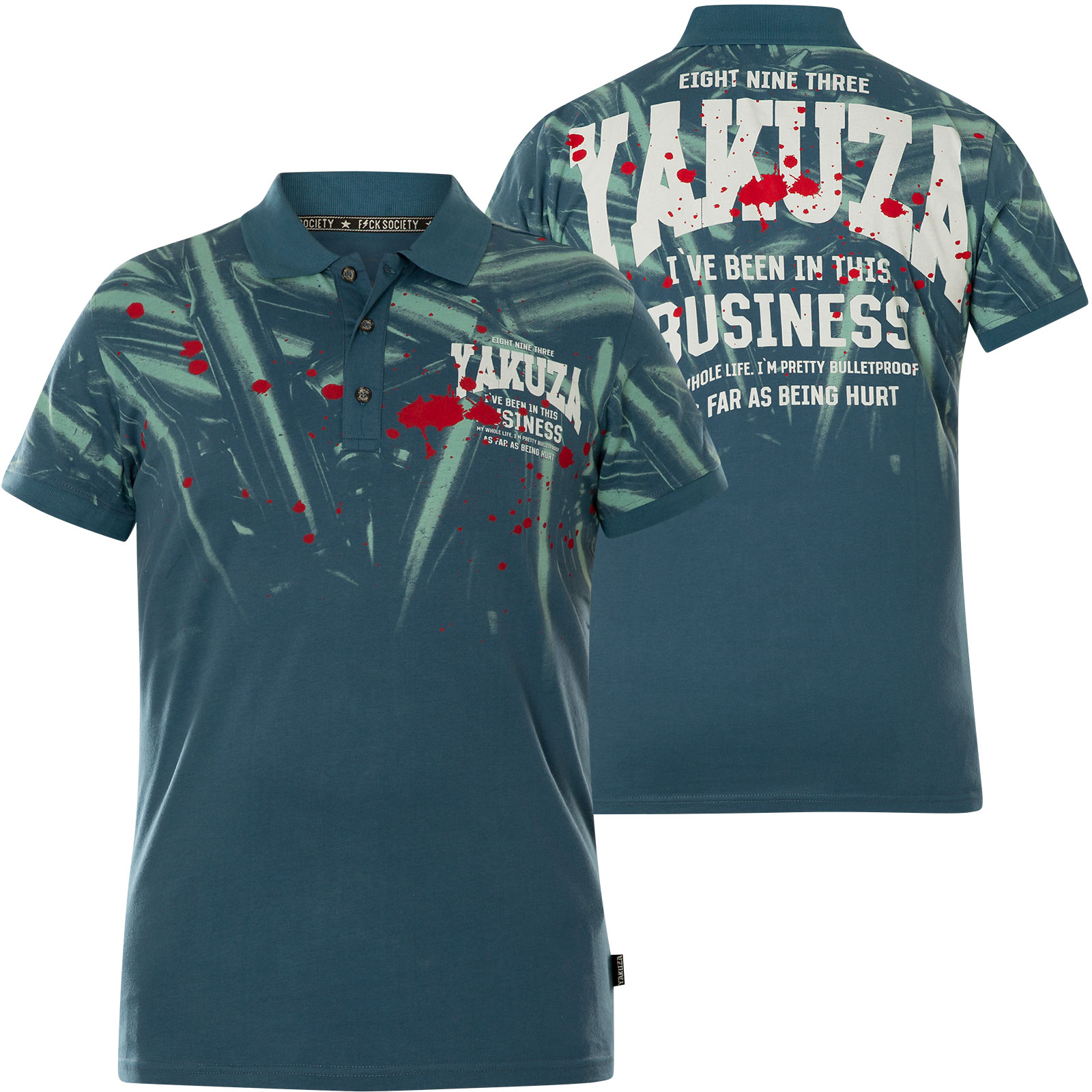 Yakuza T-Shirt Business Polo Shirt TPO 21047 mit großen Print Designs