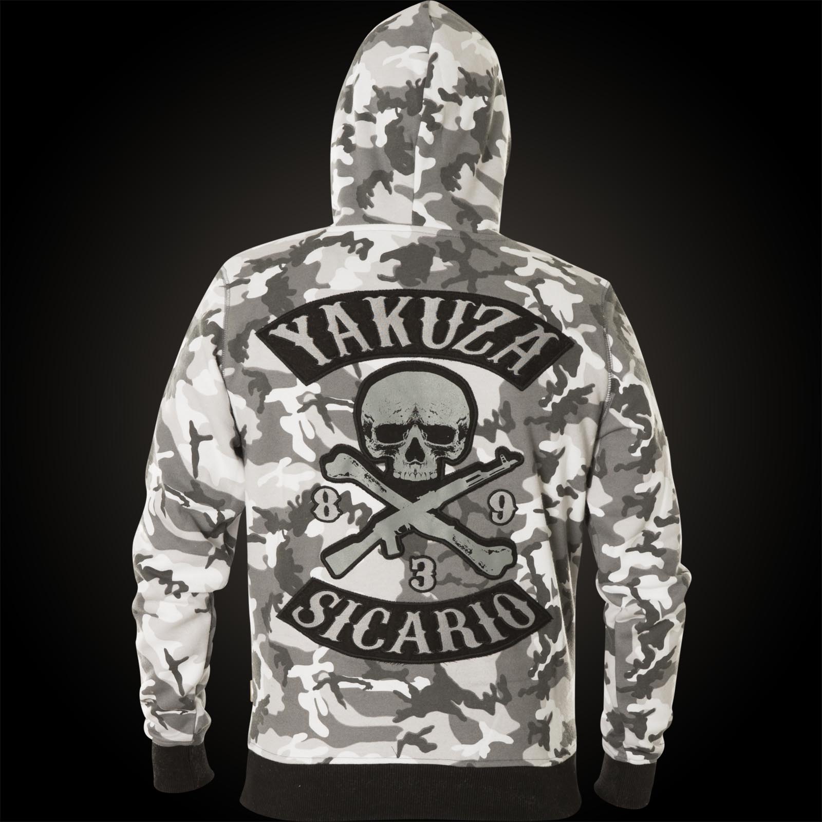 Yakuza Hoody Sicario HOB-11067 mit Totenkopf Patches