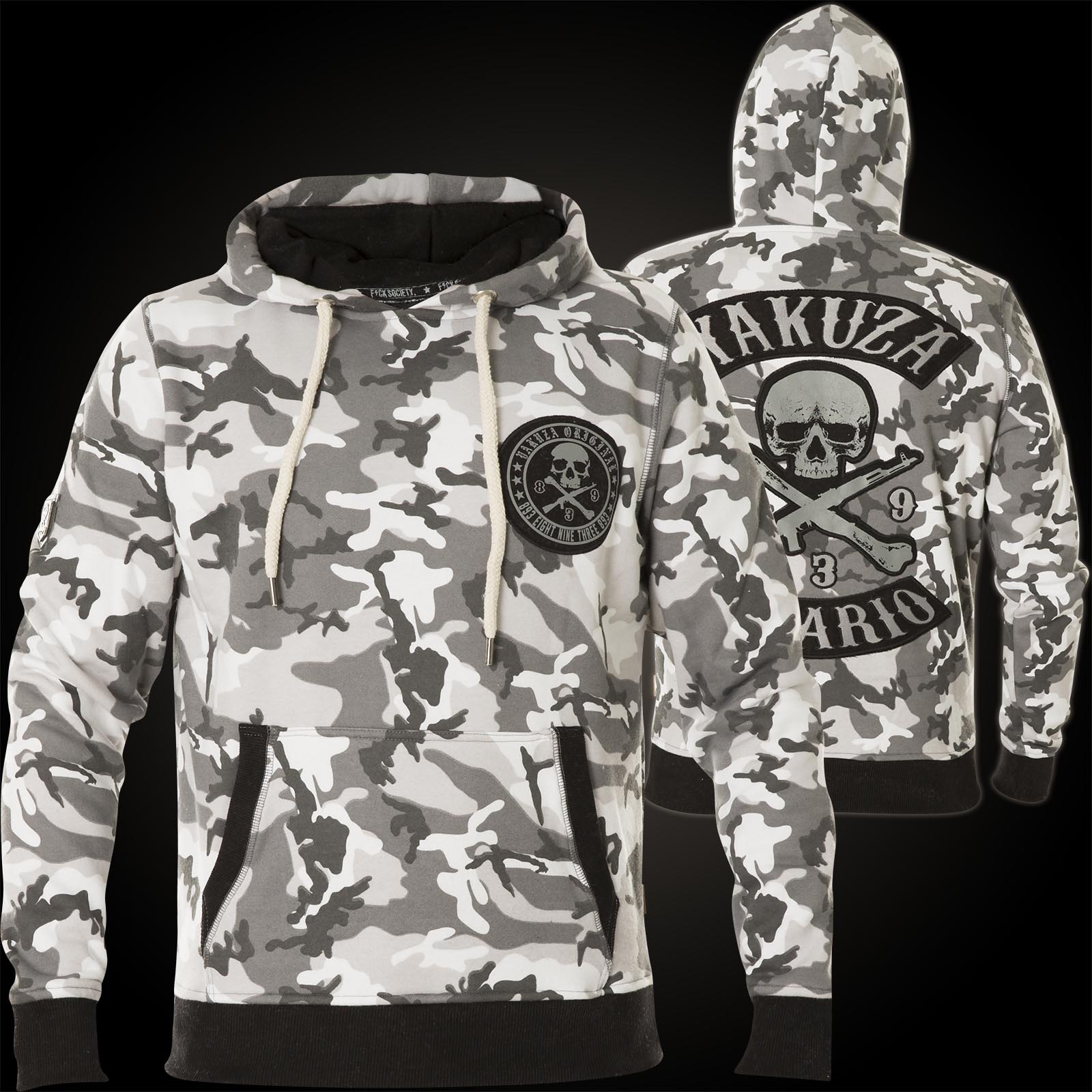 Yakuza Hoody Sicario HOB-11067 mit Totenkopf Patches
