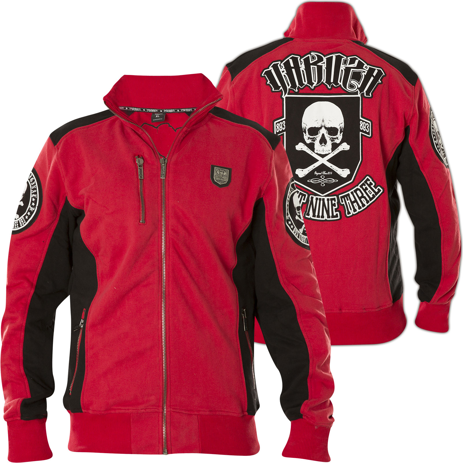 Yakuza Cross Bones ZB-11022 Trainingsjacke in rot mit vielen Patches