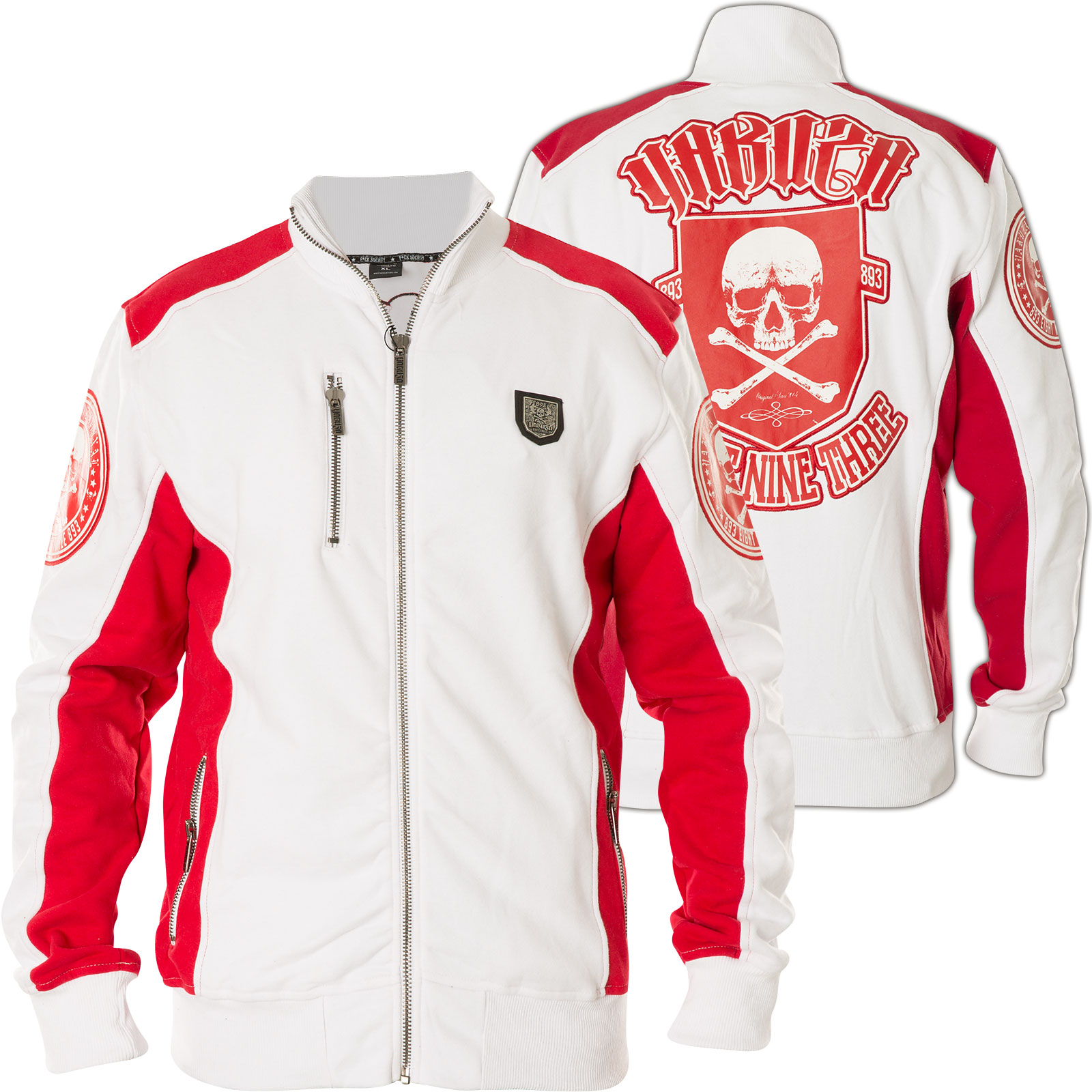 Yakuza Cross Bones ZB-11022 Trainingsjacke in weiß mit vielen Patches