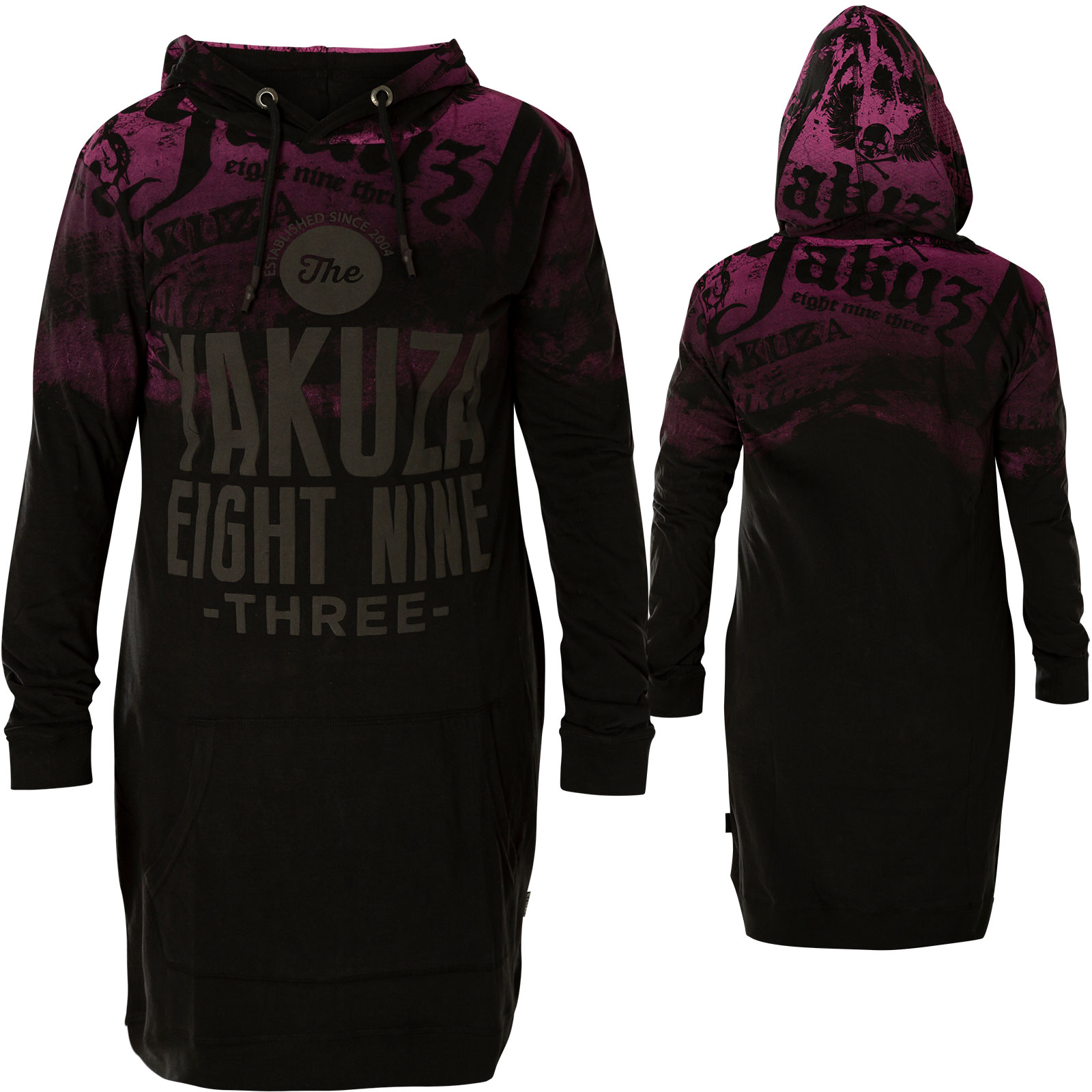 Yakuza Kleid 893Allover Lite Hoody Dress GKB-16155 mit All Over Print