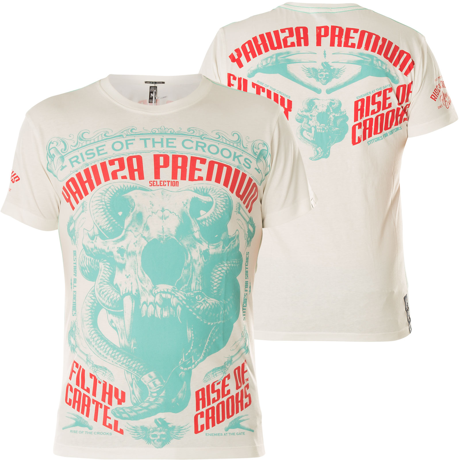 Yakuza Premium YPS-2501 in weiß Print mit Schlange und Tierschädel