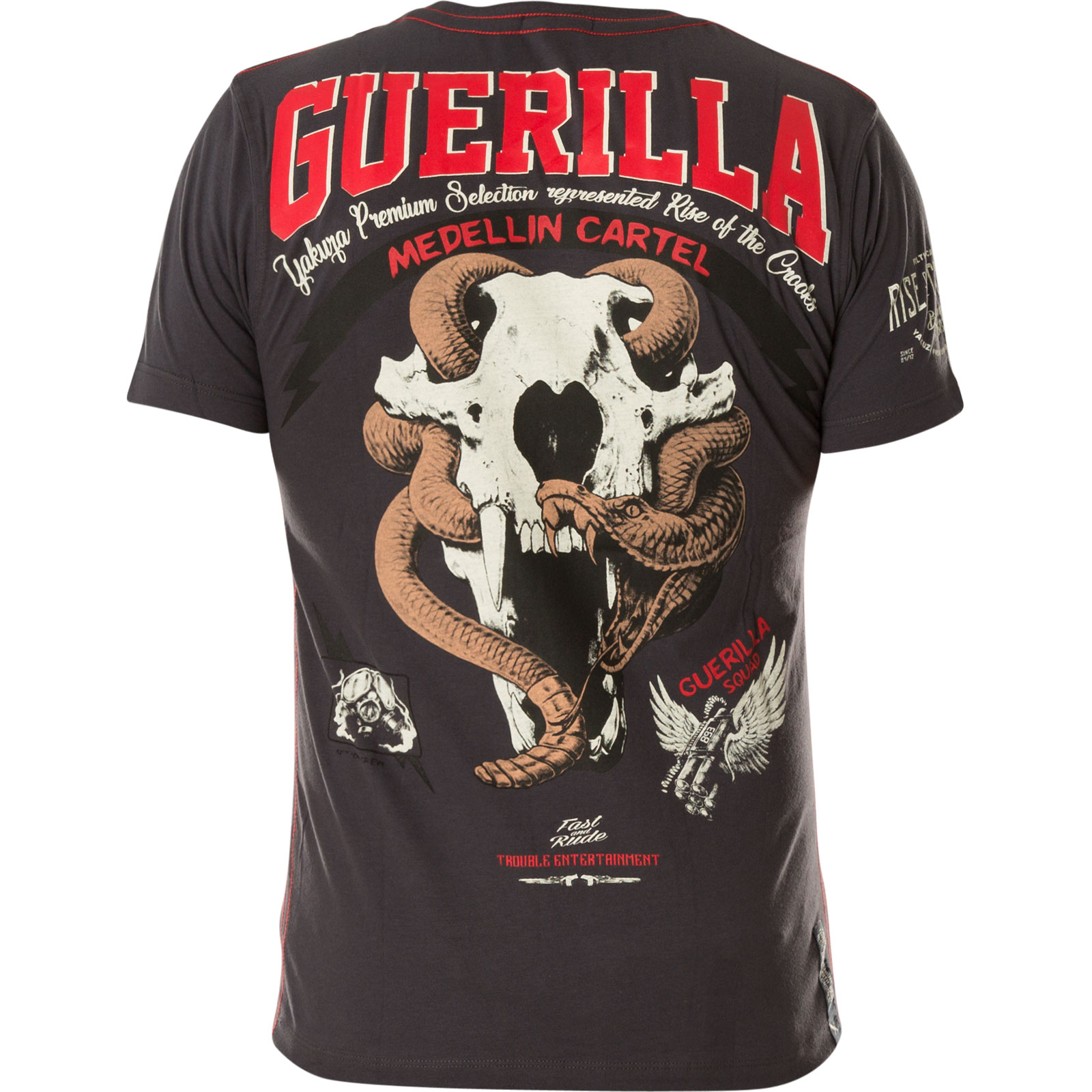 Yakuza Premium YPS-2511 in dunkelgrau Print mit Schlange und Tierschädel