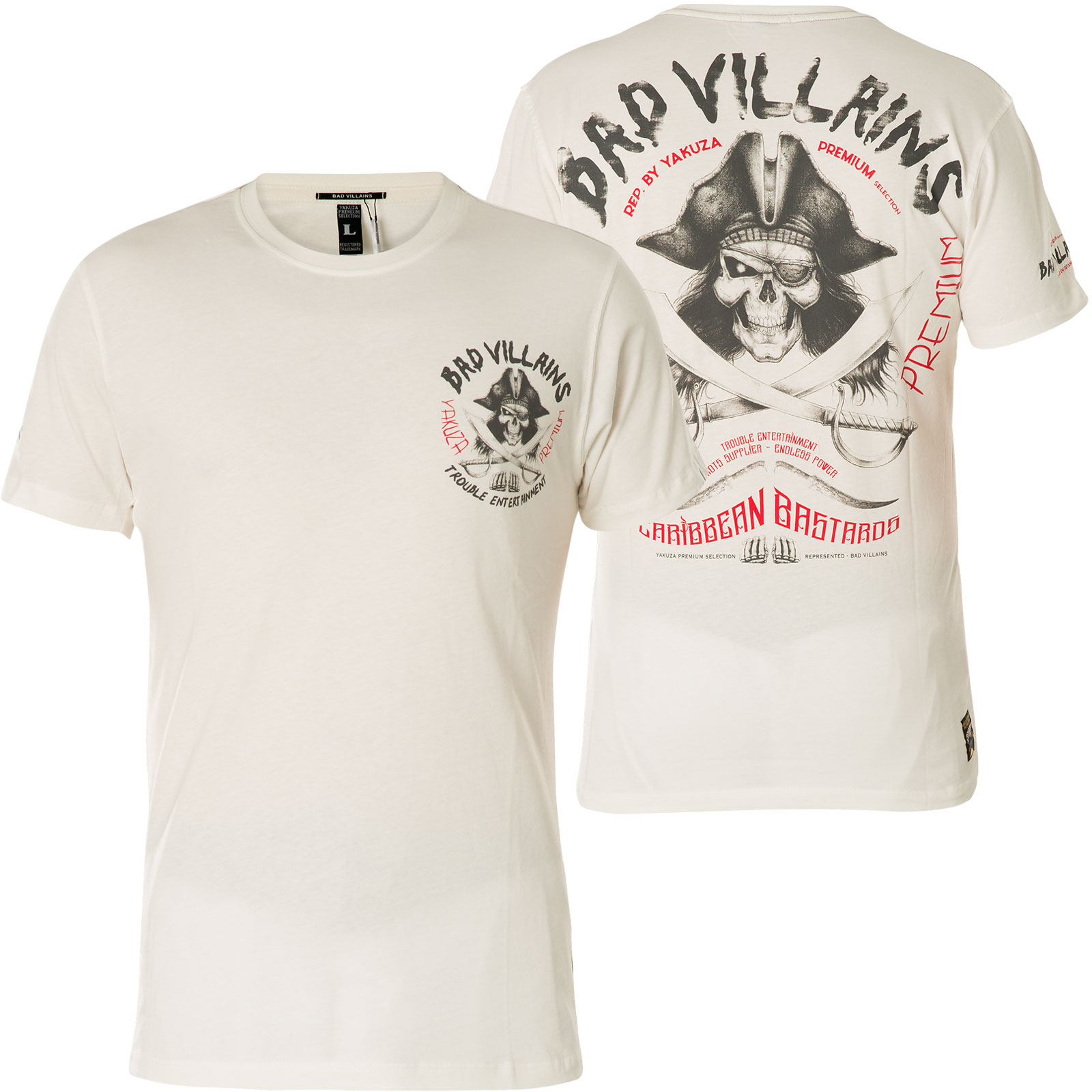 Yakuza Premium YPS-2803 in weiß Print mit Piratenkopf