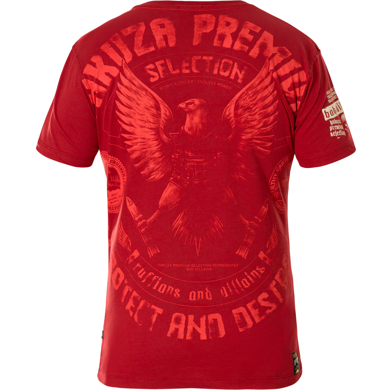 Yakuza Premium YPS-2816 in rot Print mit Greifvogel und Skelett