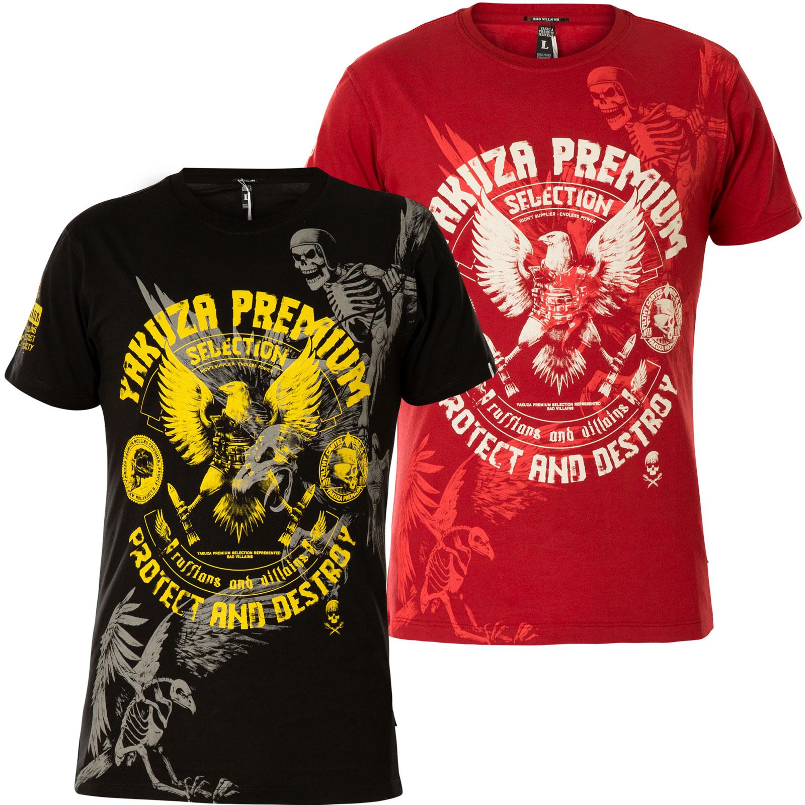 Yakuza Premium YPS-2816 in rot Print mit Greifvogel und Skelett