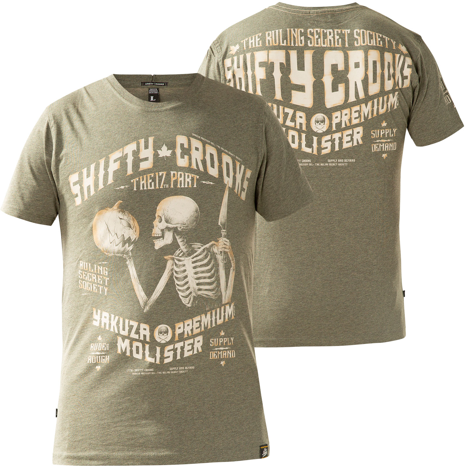 Yakuza Premium YPS-2906 in olive Print mit Skelett und Kürbis