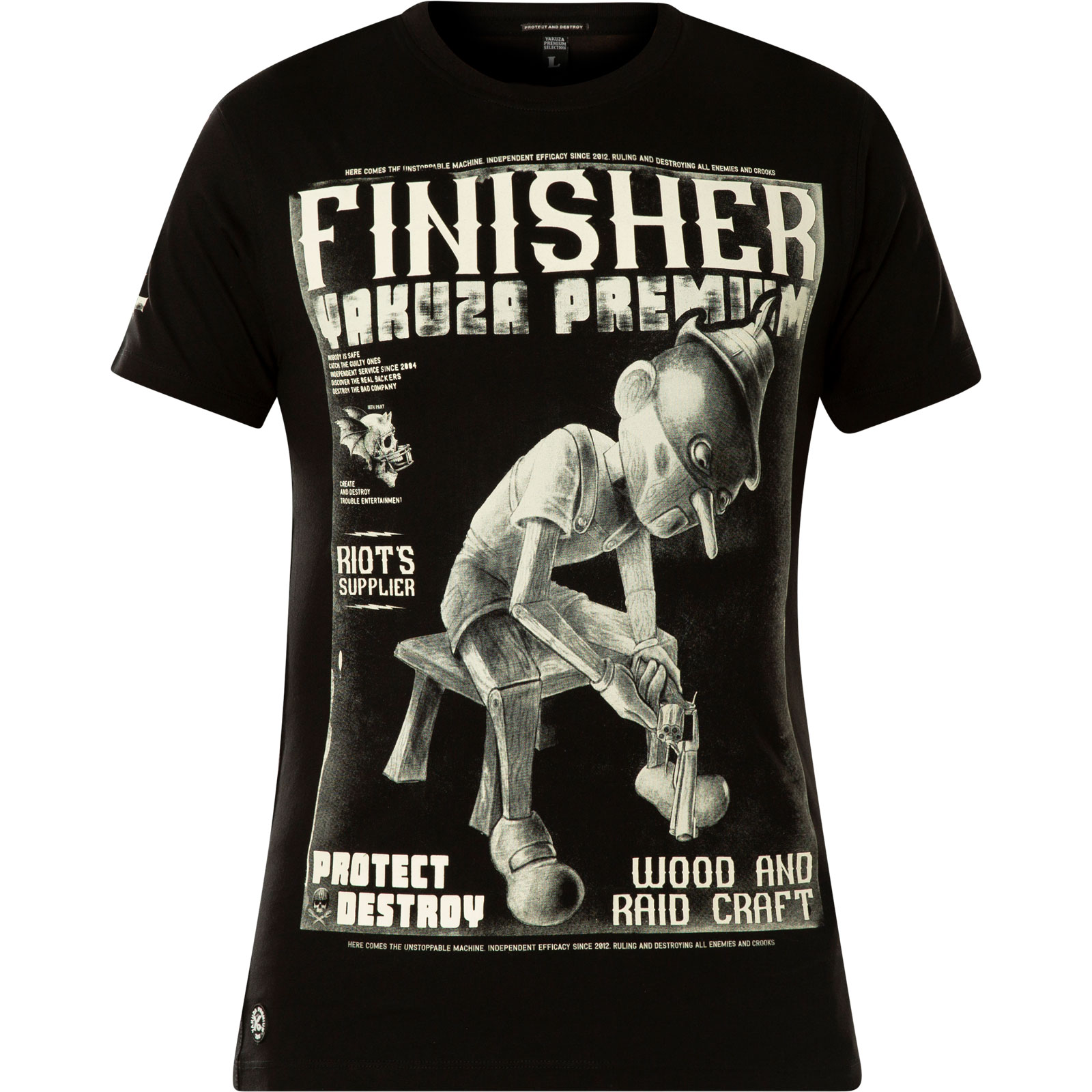 Yakuza Premium YPS-3006 in schwarz Print mit bewaffneter Holzfigur