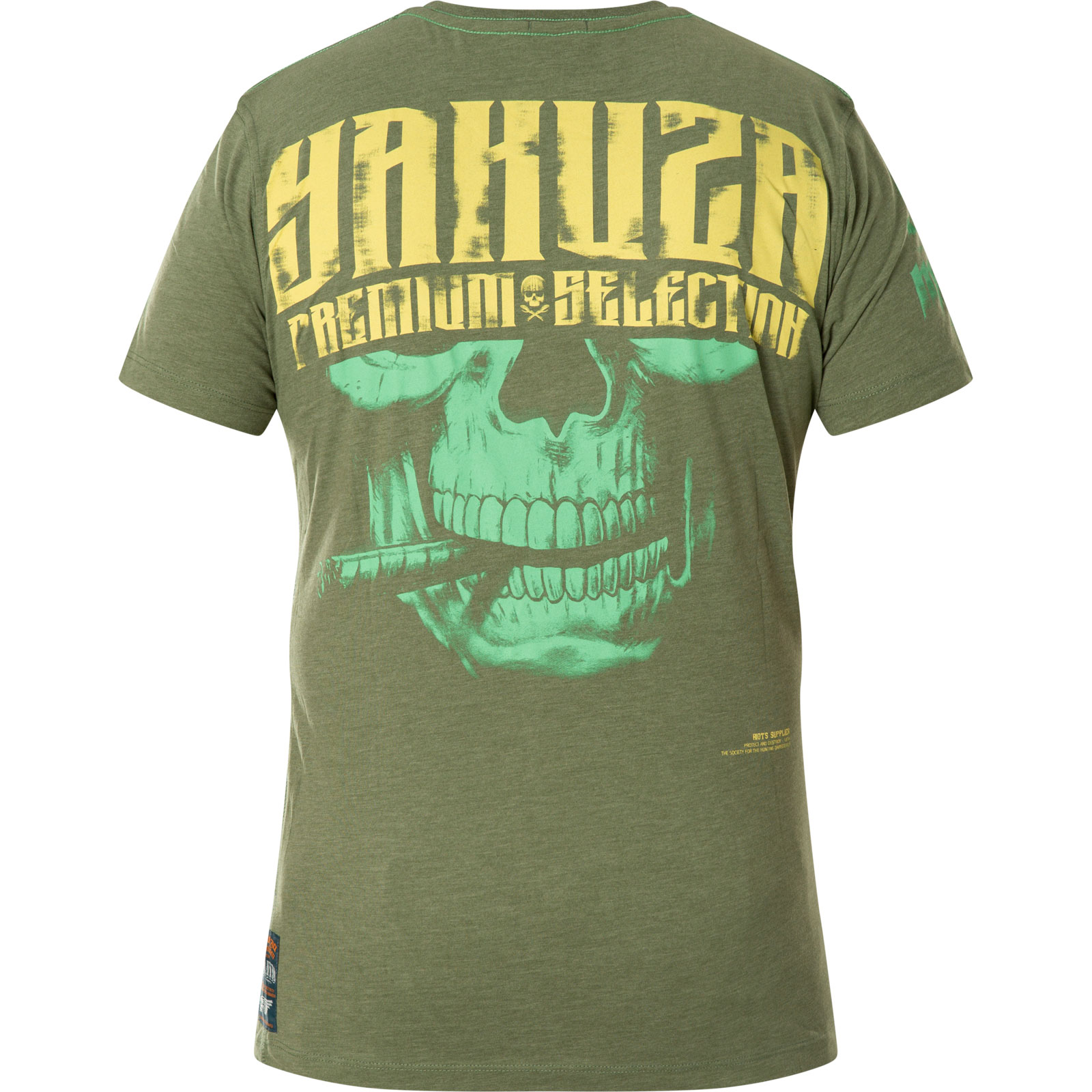 Yakuza Premium YPS-3018 in olive Print mit Totenkopf und Schriftzügen