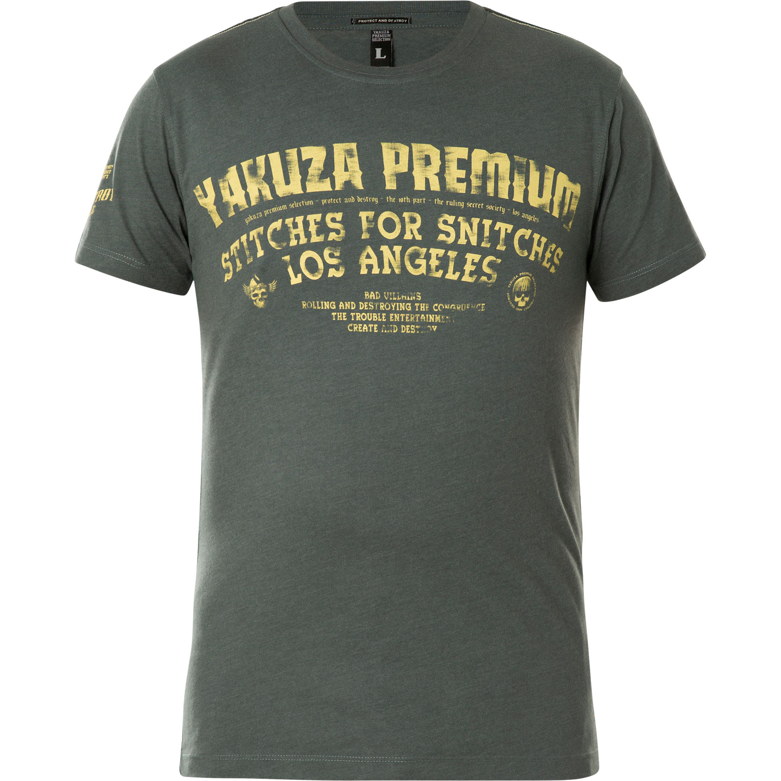 Yakuza Premium YPS-3019 in graublau Print mit einer Puppe und Messer