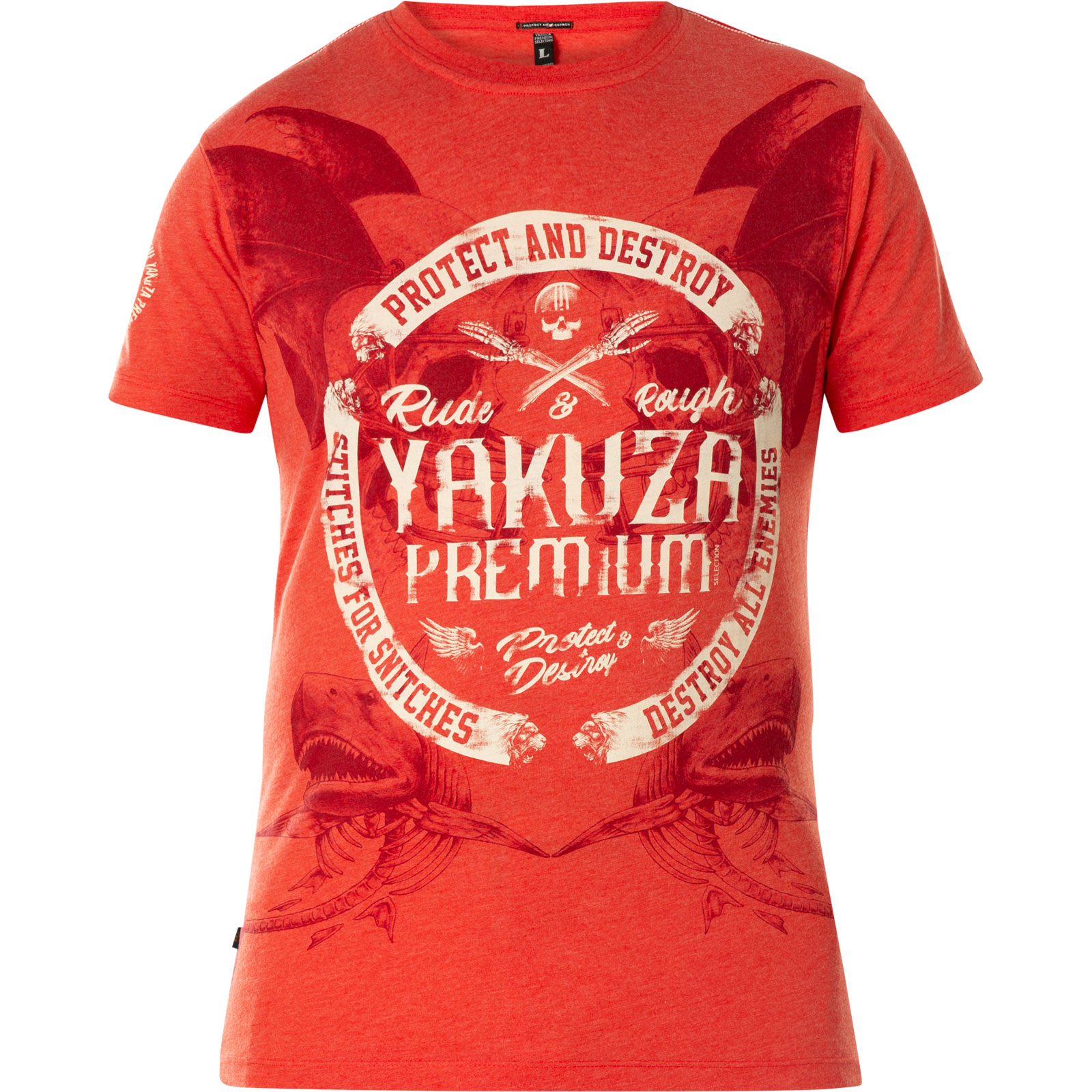 Yakuza Premium YPS-3020 in rot Print mit Totenköpfen und Schriftzügen
