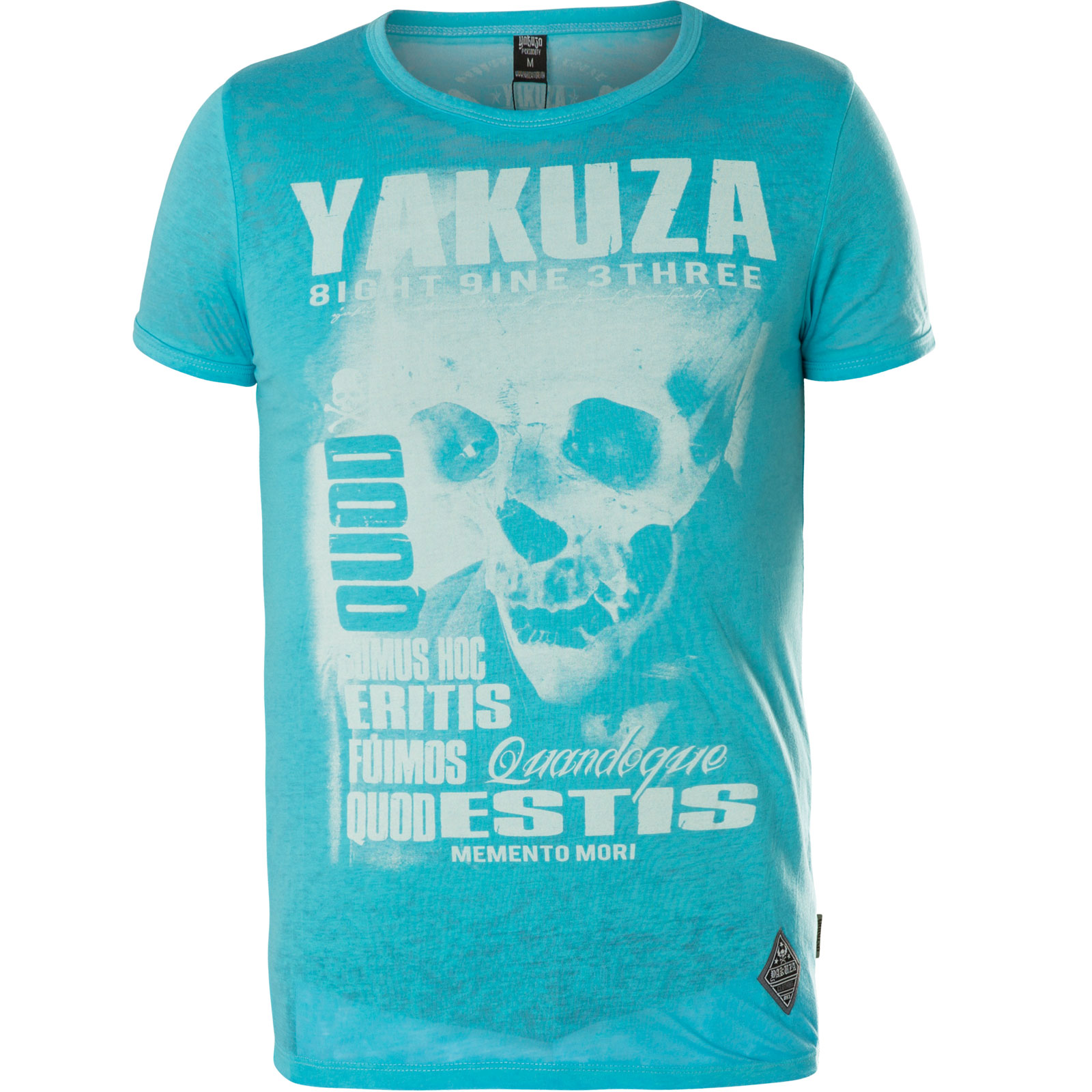 Yakuza Quod Sumus Hoc Eritis T-Shirt TSB-13049 mit Schriftzug und Totenkopf