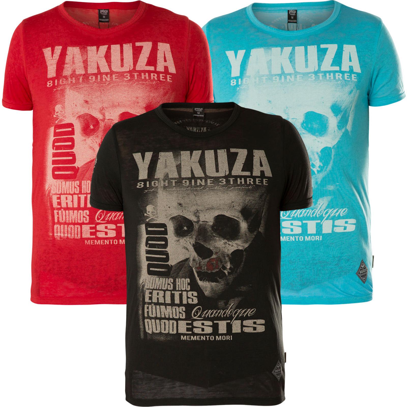 Yakuza Quod Sumus Hoc Eritis T-Shirt TSB-13049 mit Schriftzug und Totenkopf